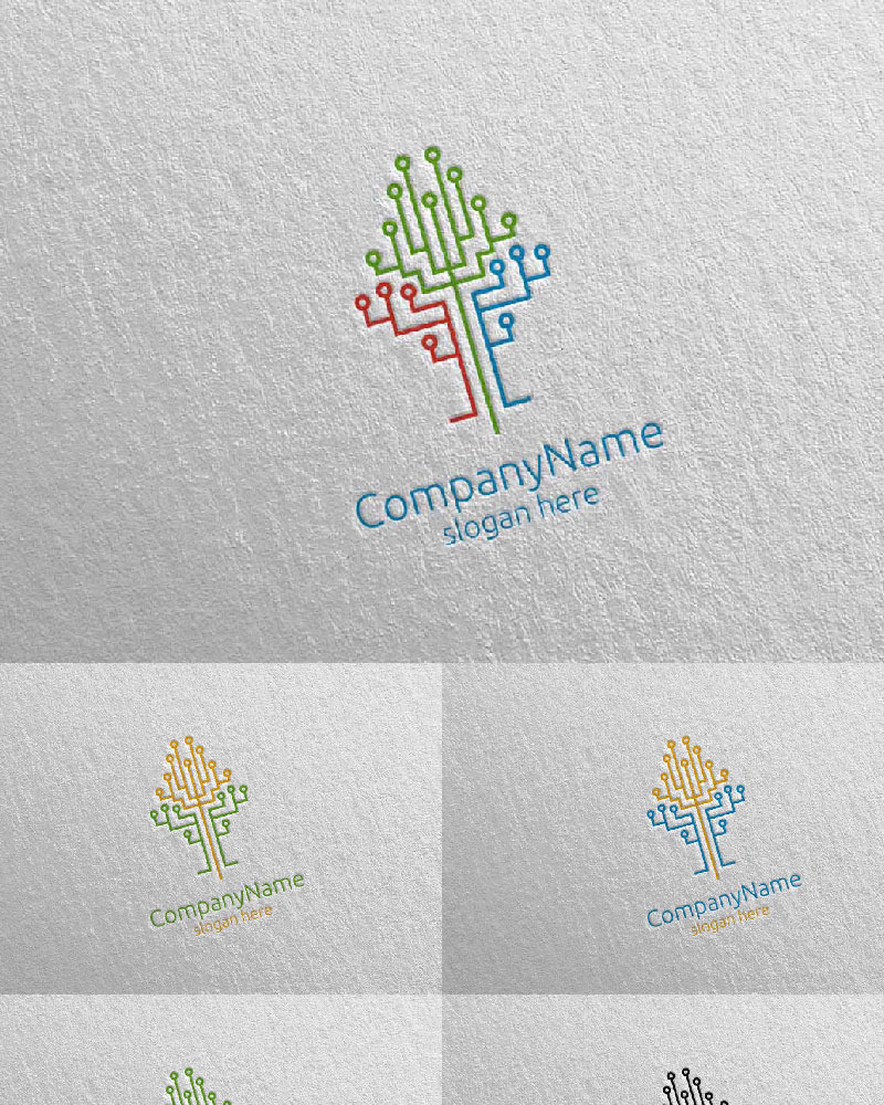 Technology with Tree electronic Logo Template