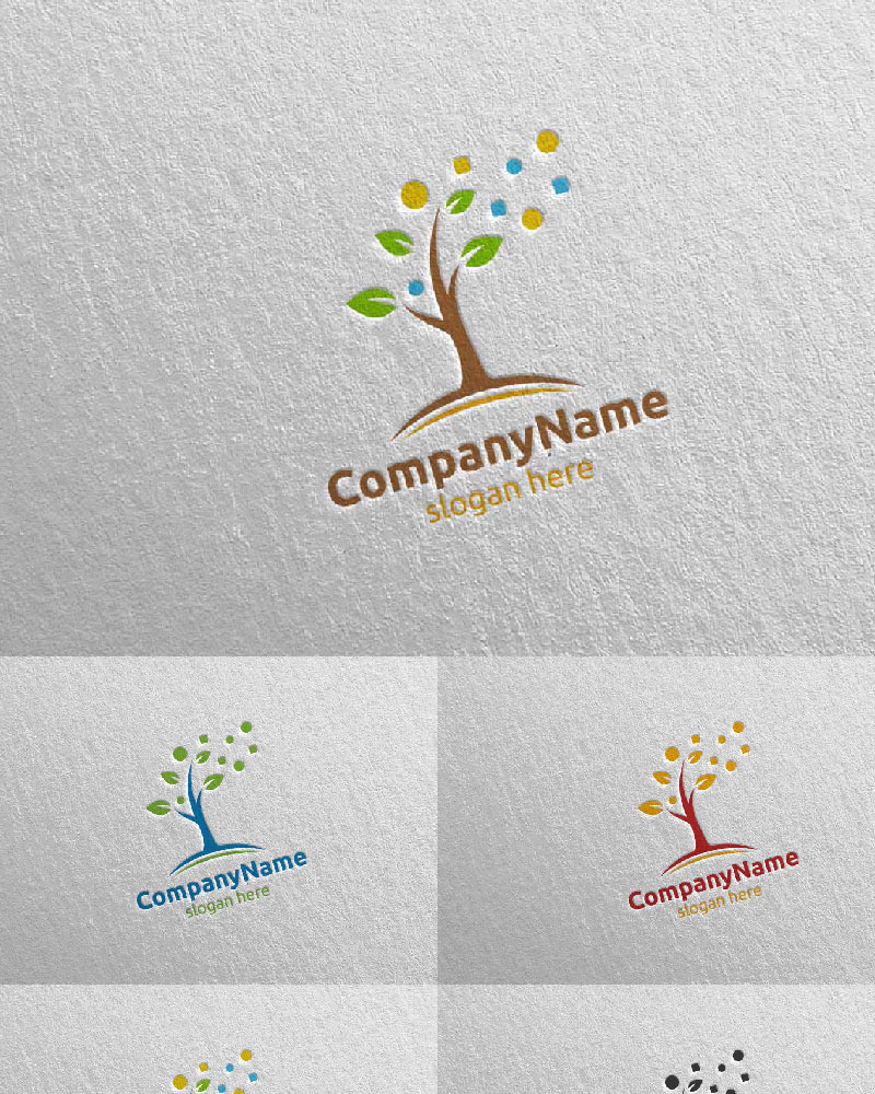 Tree Digital Financial Investment Logo Template