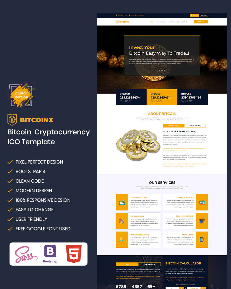 Bitconx-Bitcoin & Cryptocurrency Landing Page Template