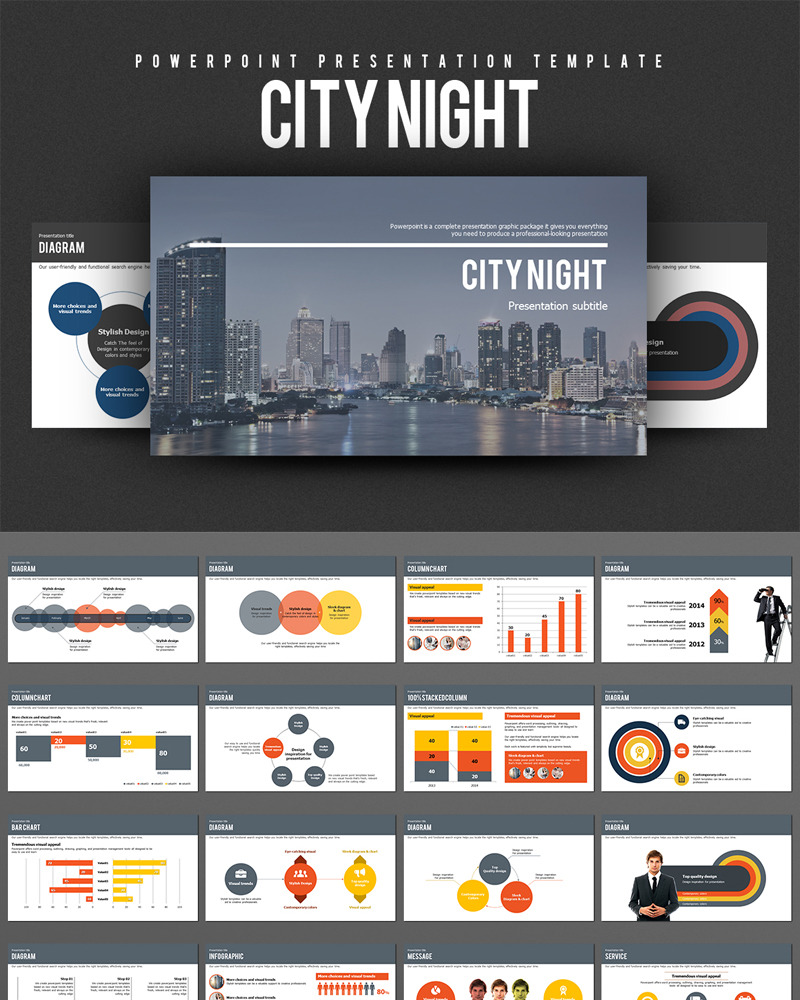 City Night PowerPoint template #98549 - TemplateMonster