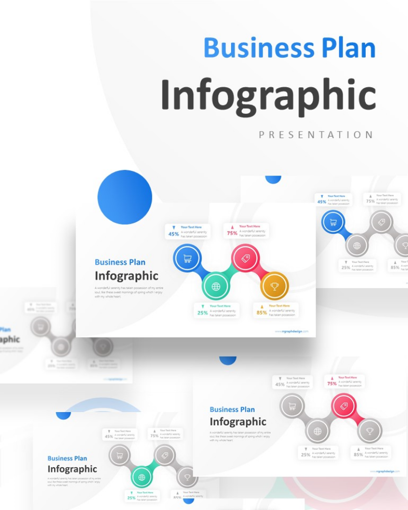 4 Connected Circle Options Presentation PowerPoint template