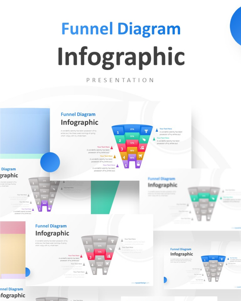 Cut-out 3D Funnel Diagram Presentation PowerPoint template