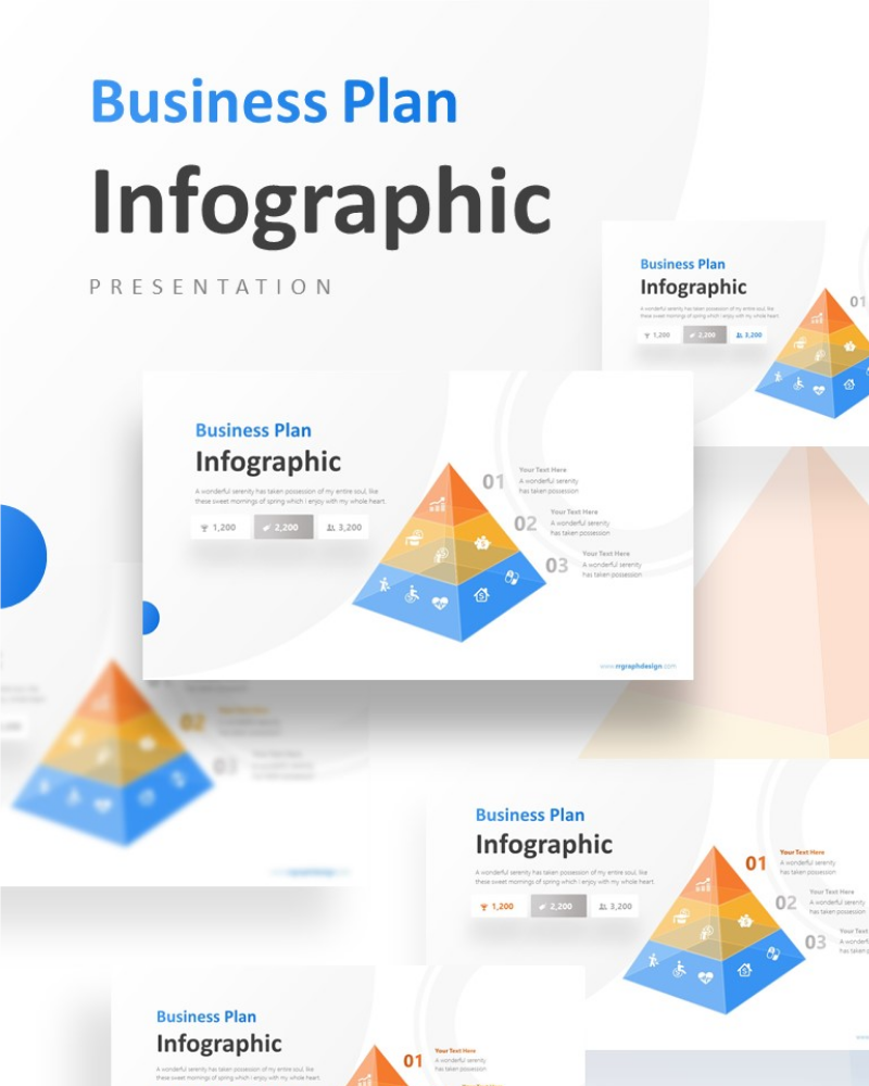 3 Levels Transparent Pyramid Presentation PowerPoint template