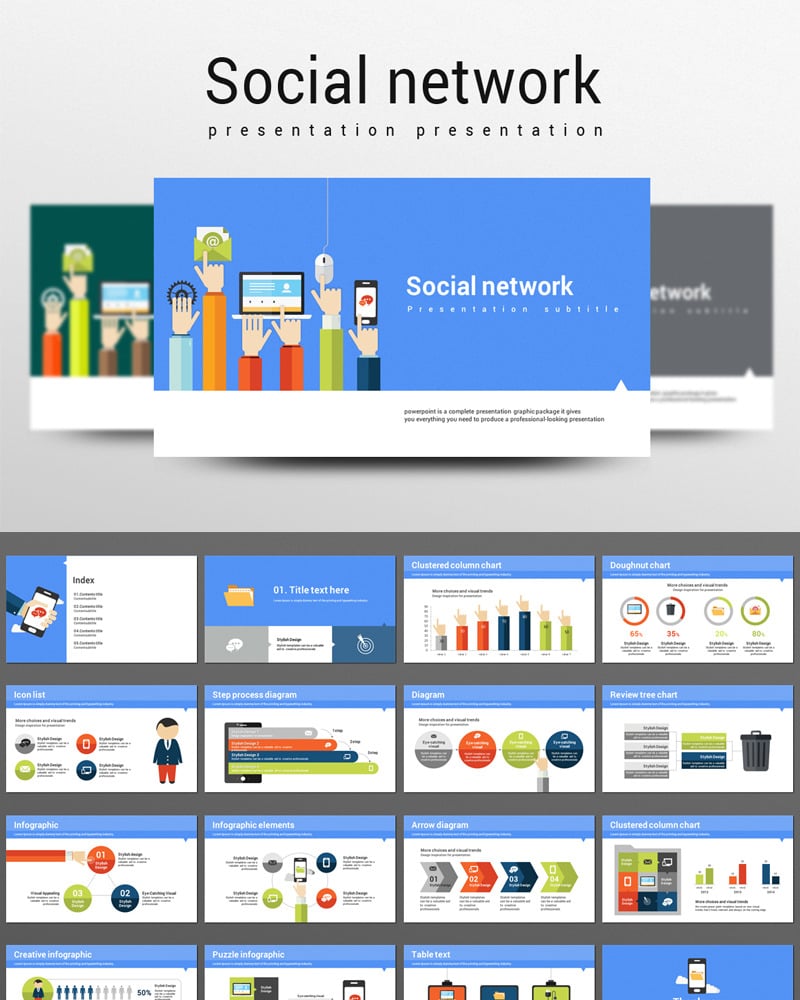 Social network PowerPoint template #98557 - TemplateMonster