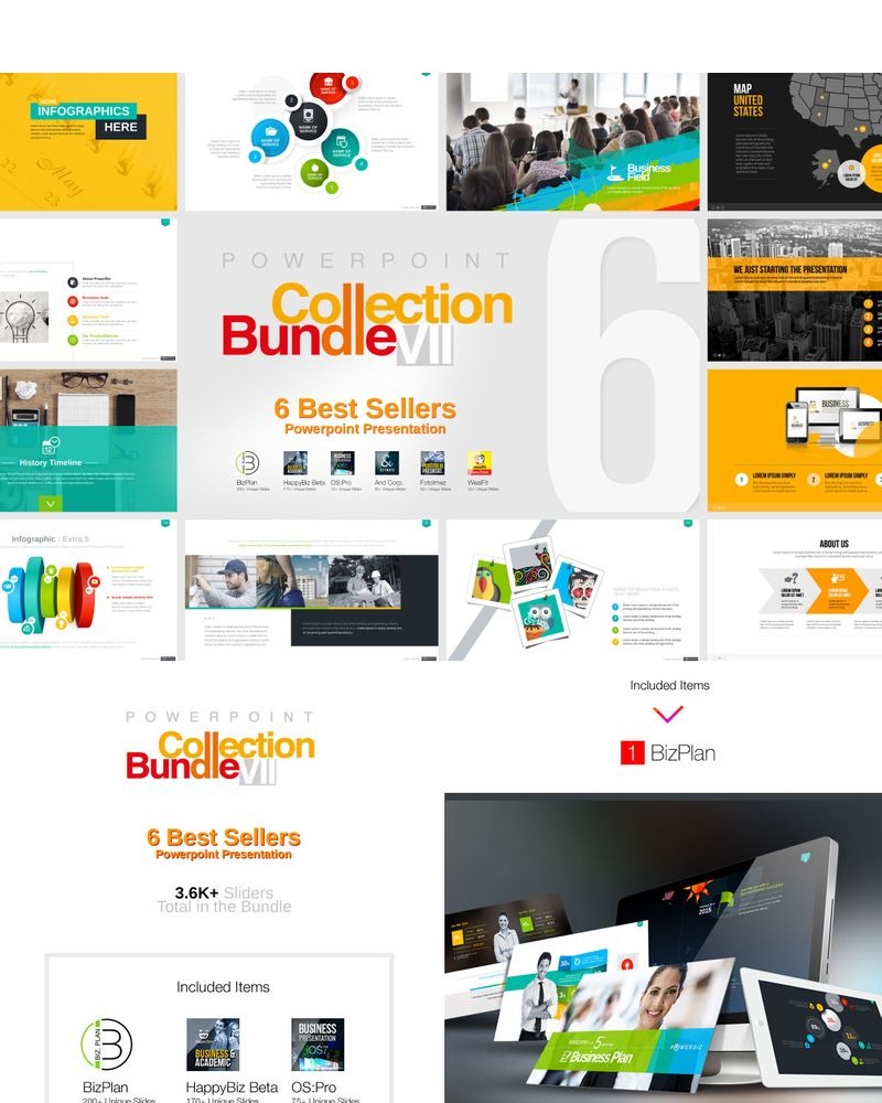 6 in 1 Bundle PowerPoint template #98774 - TemplateMonster