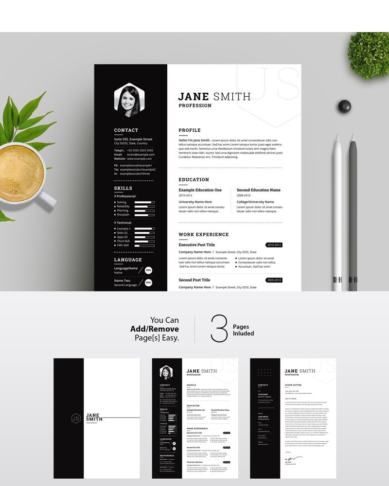 Modèle de CV de la barre latérale noire - TemplateMonster