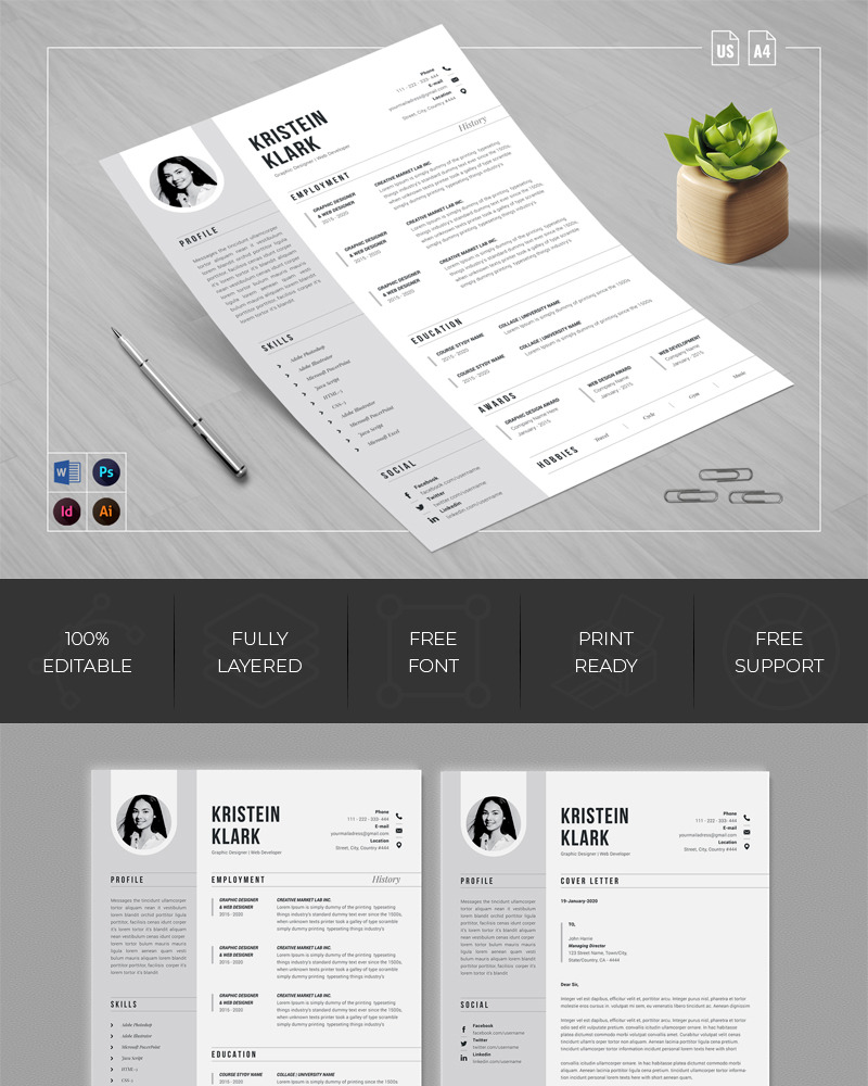 Minimal Cv Resume Template #98807 - TemplateMonster