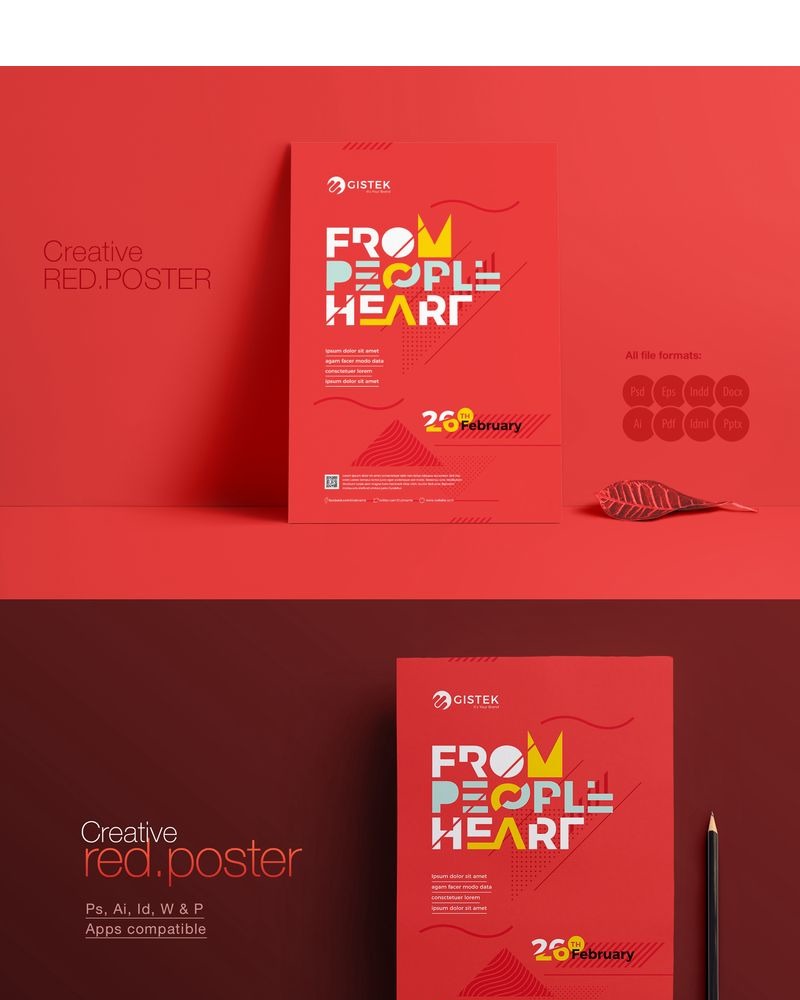 Minimal Red Poster for Event - Corporate Identity Template