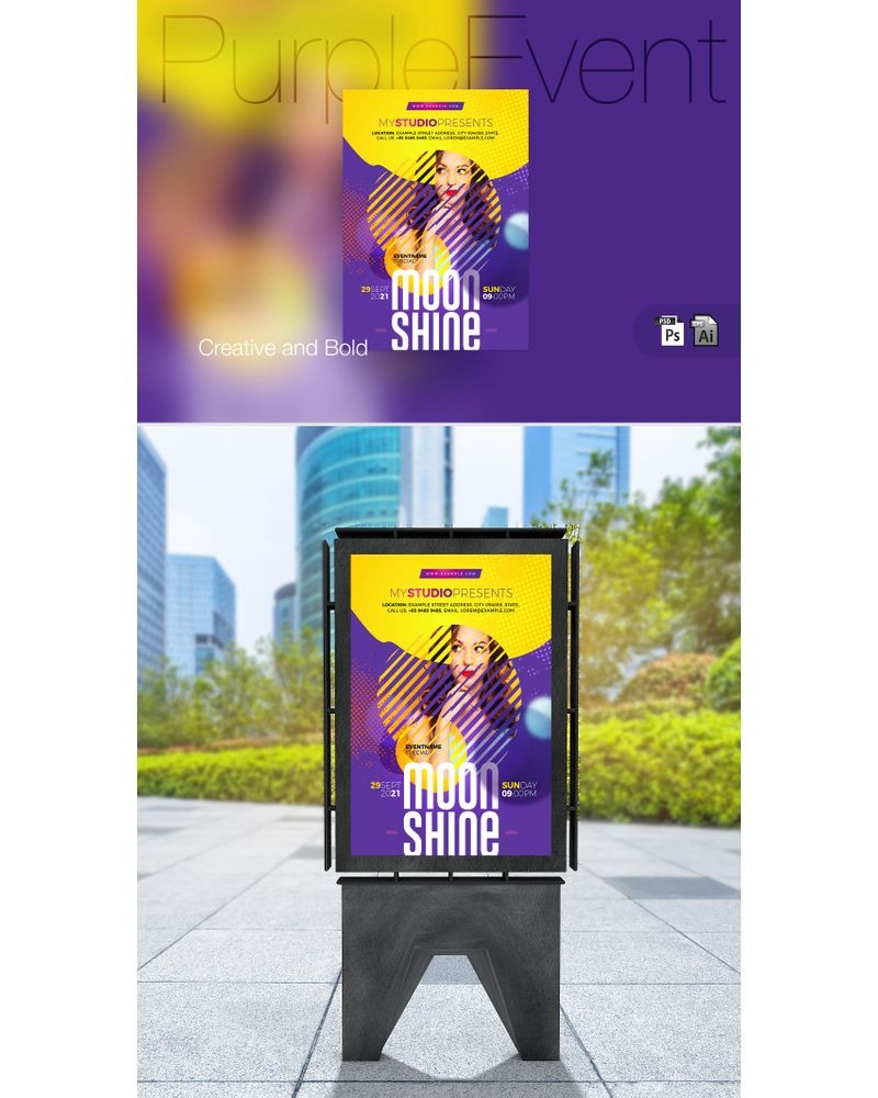 Purple Event Party Flyer - Corporate Identity Template