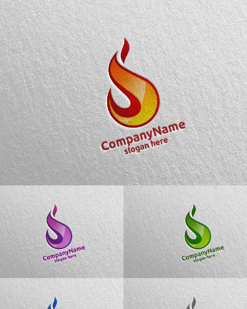 3D Fire Flame Element Design 6 Logo Template