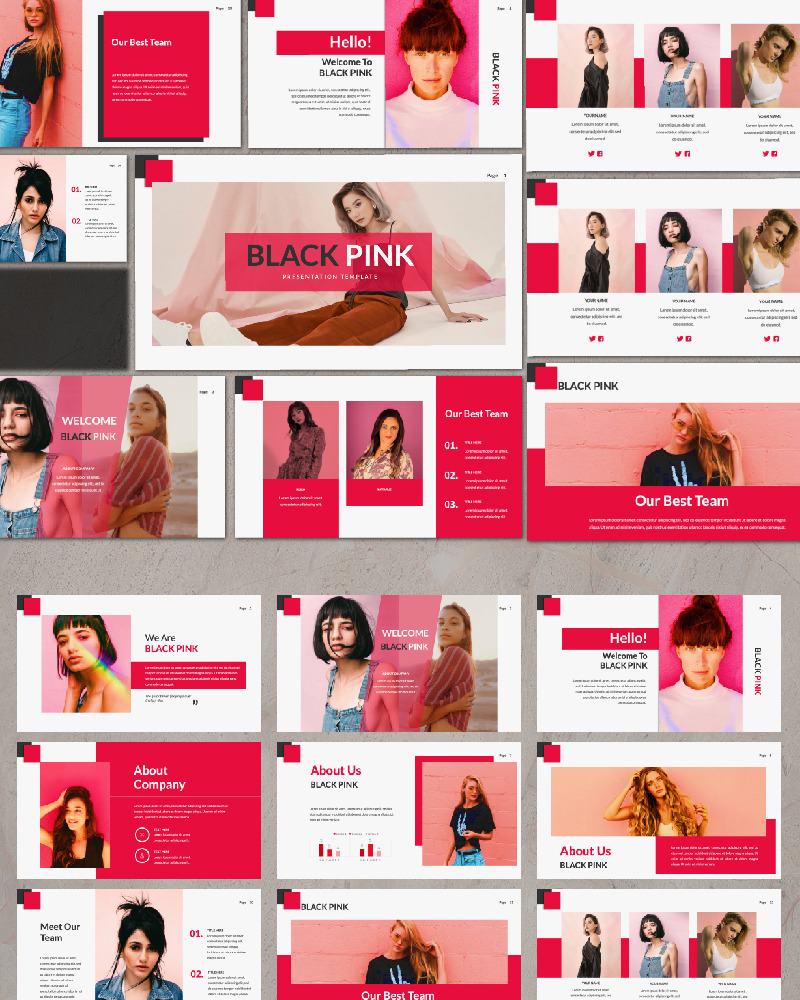 BLACK PINK Presentation Google Slides - TemplateMonster