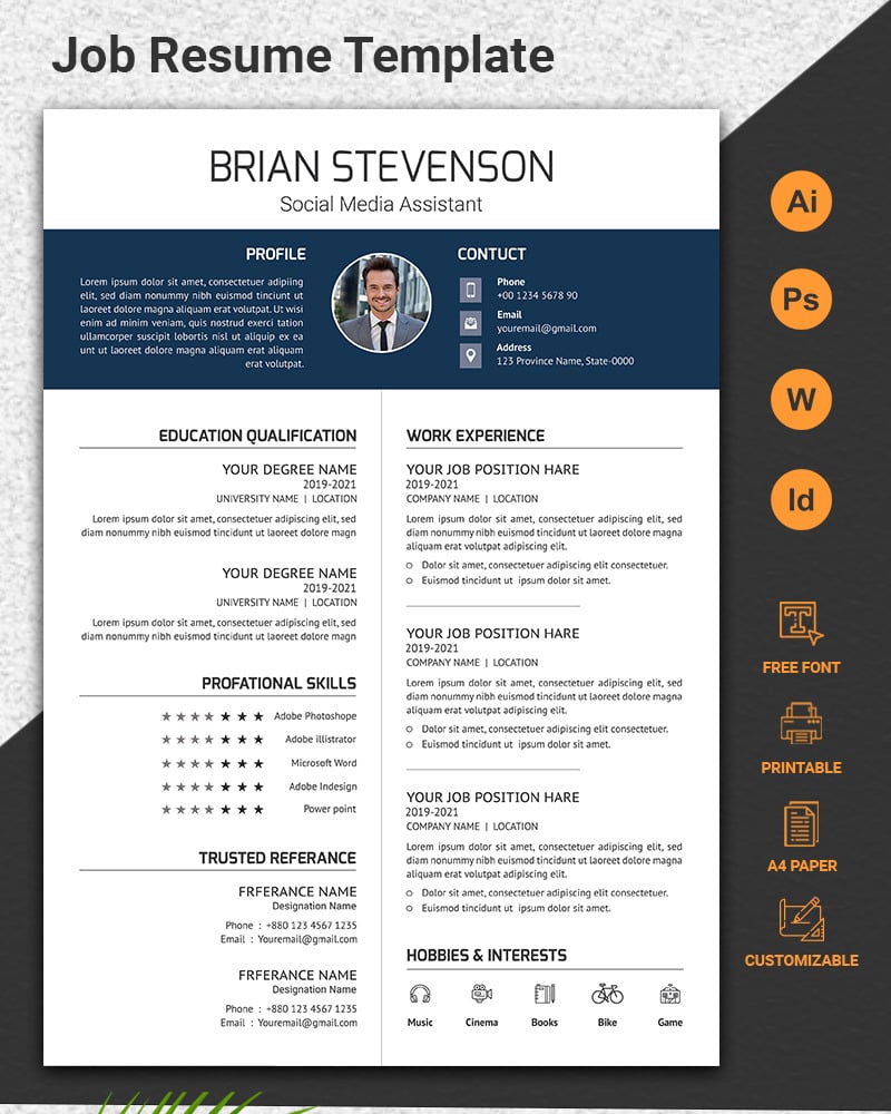 Professional Job CV Resume Template #99099 - TemplateMonster