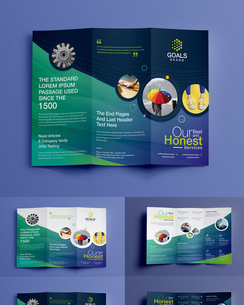 Green Color Tri-Fold Brochure - Corporate Identity Template