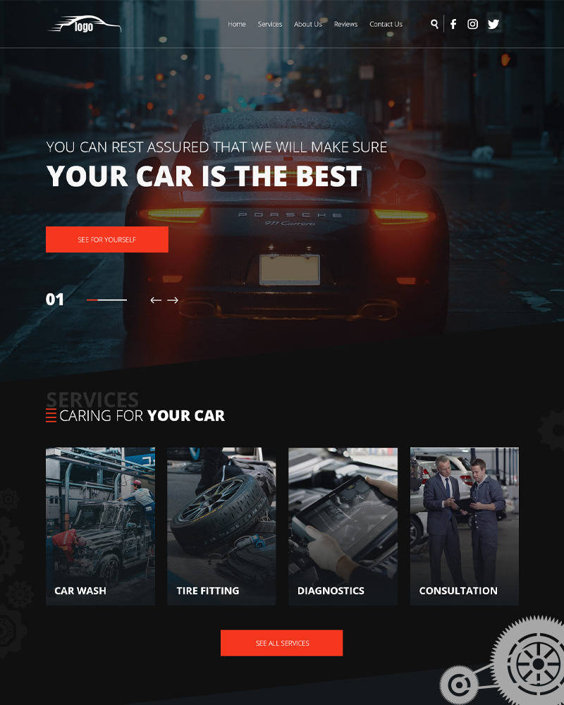 Car service PSD Template #99432 - TemplateMonster