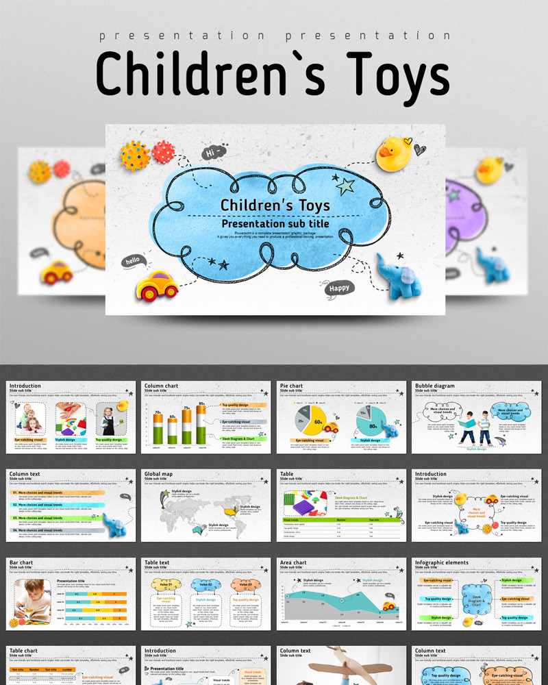 Children's Toys PowerPoint template #99404 - TemplateMonster