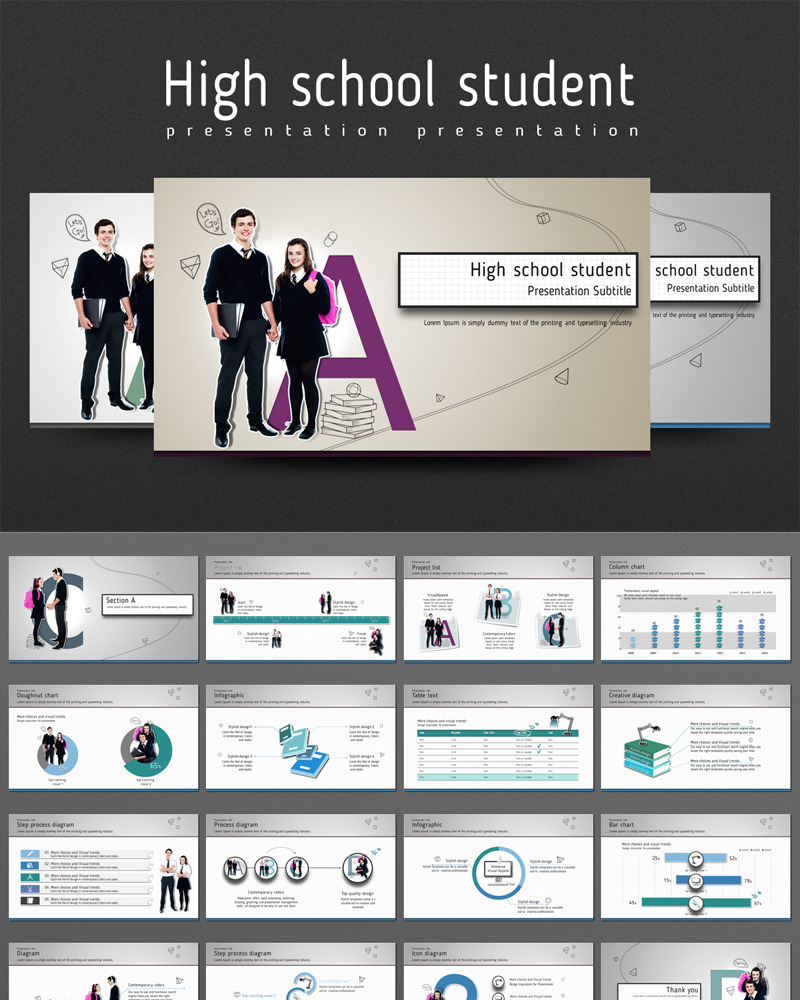 High school student PowerPoint template - TemplateMonster