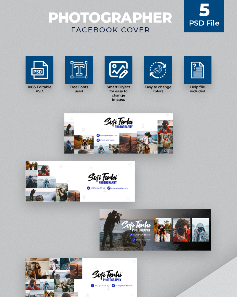 Photographer 5 Facebook Cover Social Media Template
