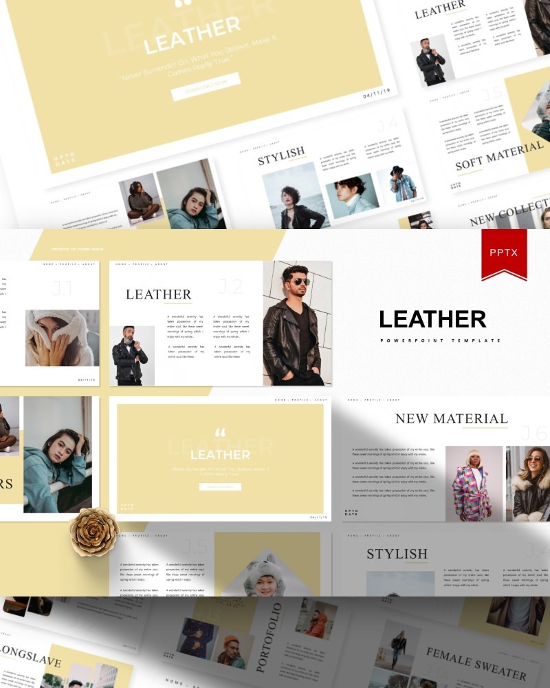 Leather | PowerPoint template #99587 - TemplateMonster