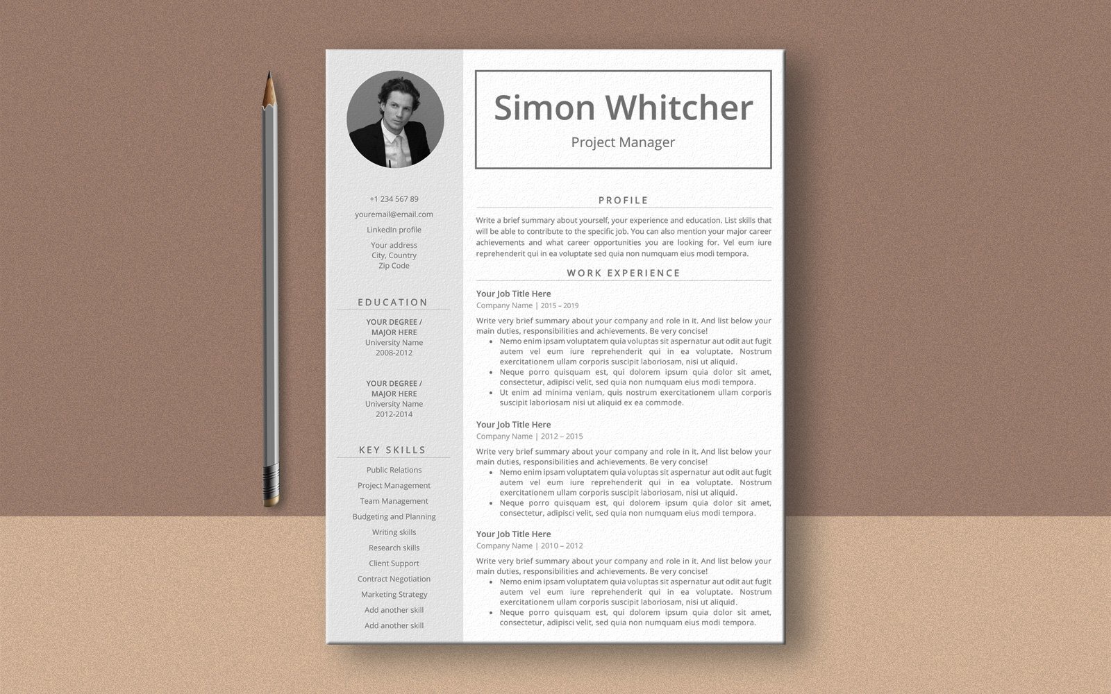 Simon Whitcher MS Word Resume Template - TemplateMonster