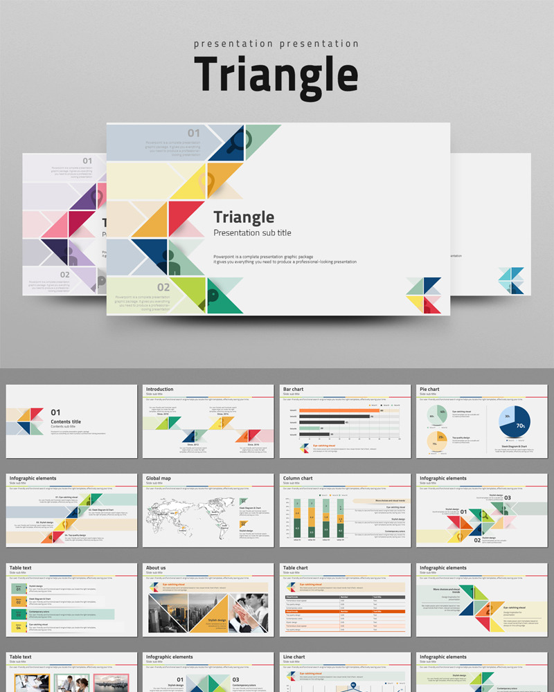 Modelo de Triângulo PowerPoint #99847 - TemplateMonster