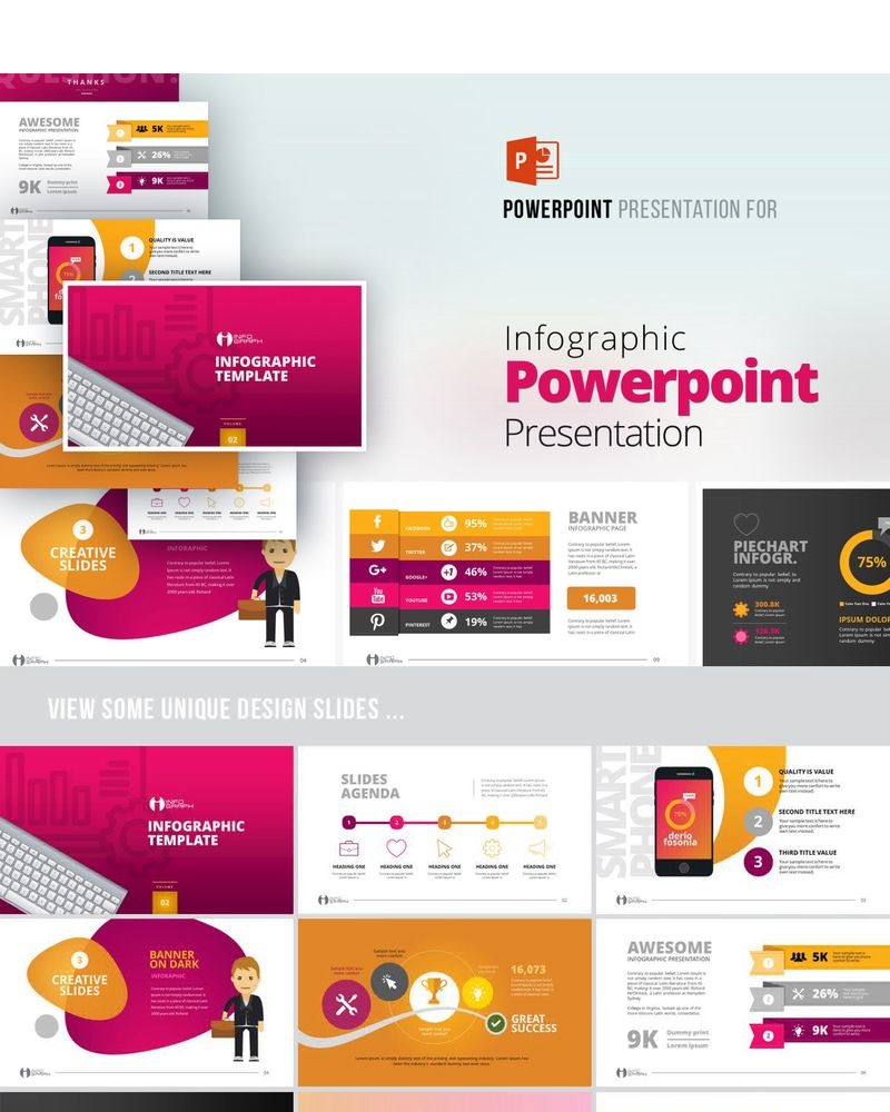 Modern Infographic PowerPoint template - TemplateMonster