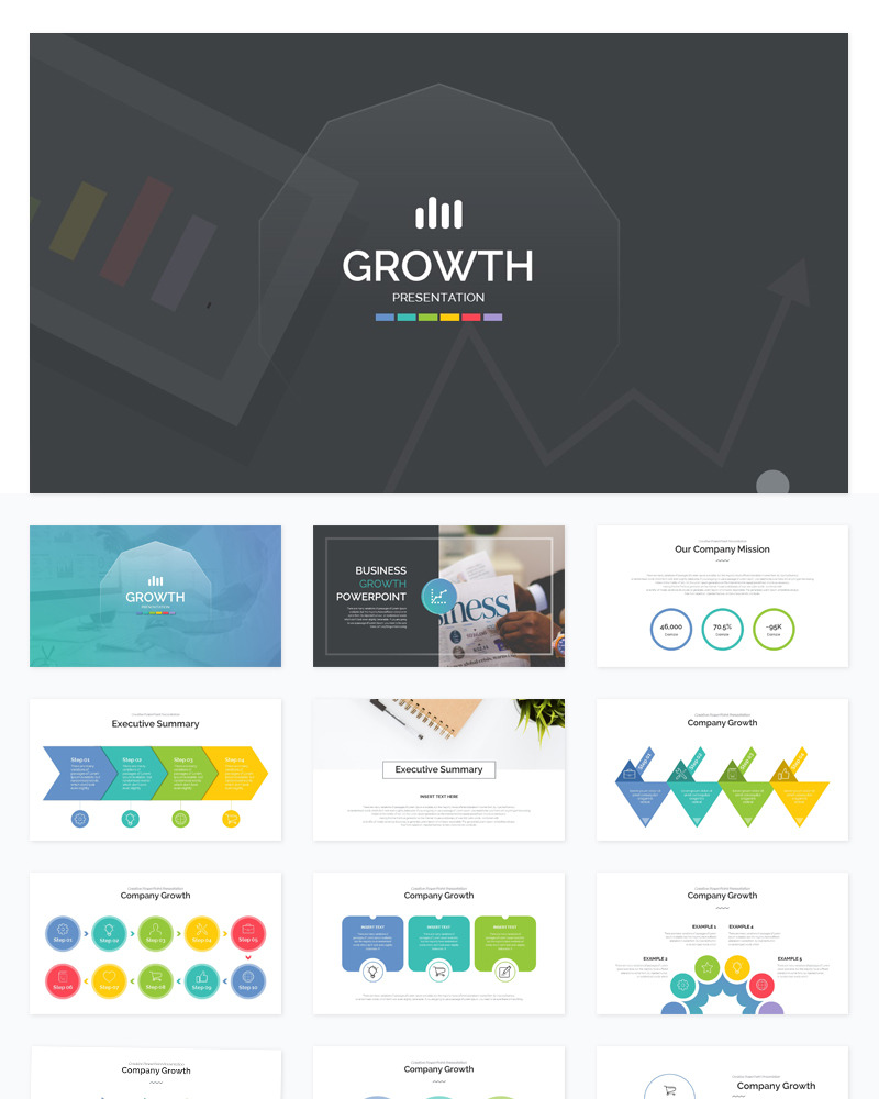 Info-graphic Company Growth PowerPoint template