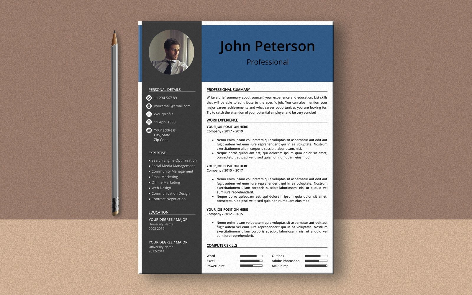 John Peterson Ms Word CV Resume Template - TemplateMonster