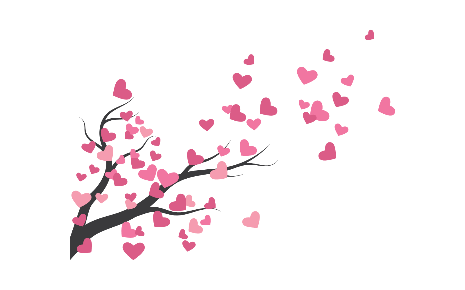 Árbol con corazón hojas Vector diseño plano - TemplateMonster