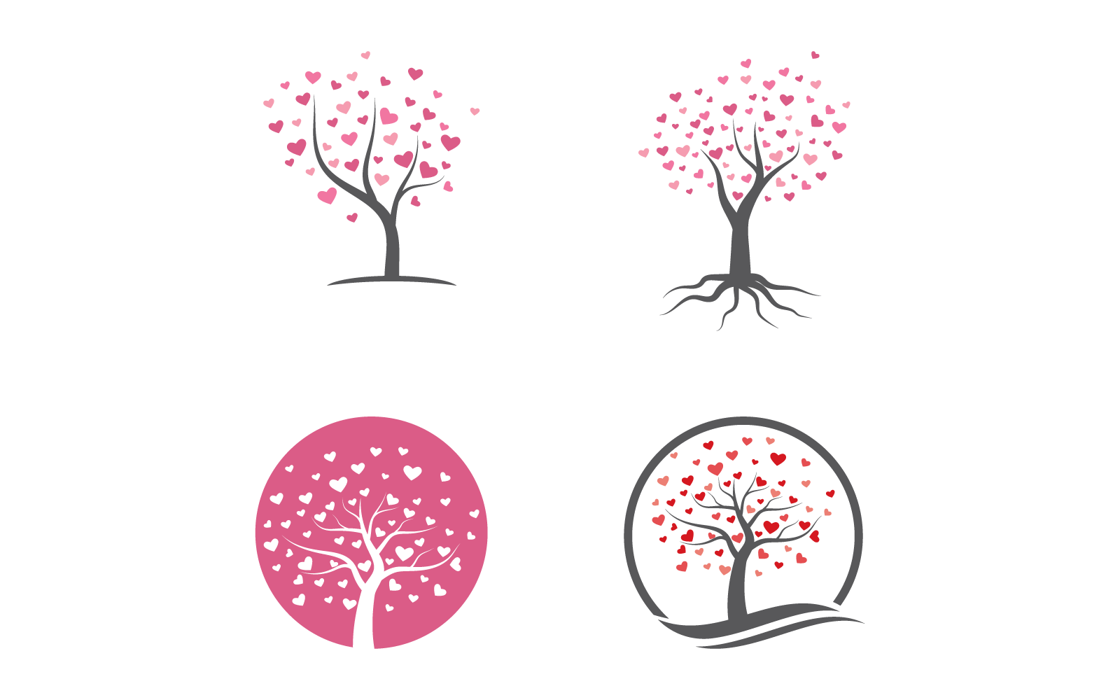 Tree with heart leaves vector illustration design