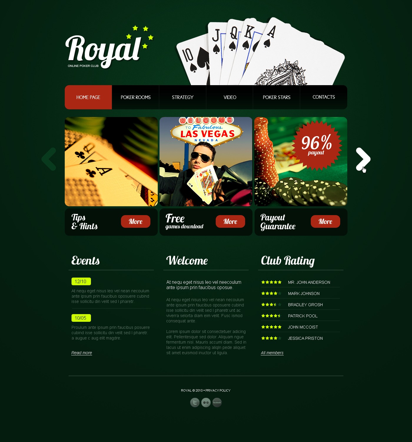Online Poker Website Template #32060