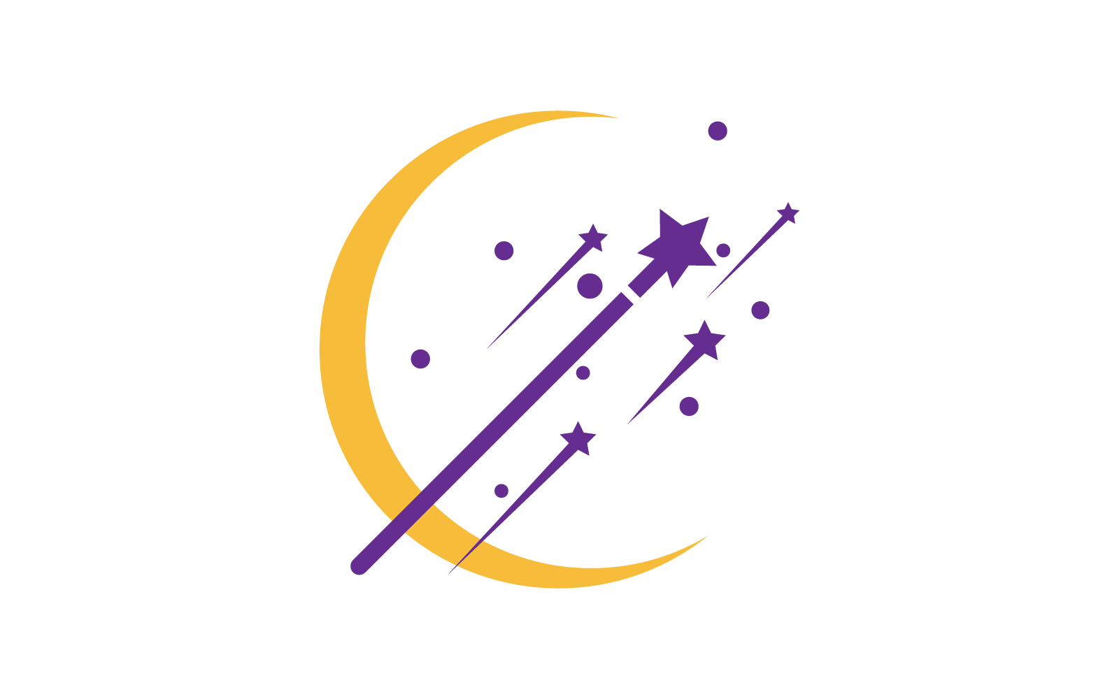Wand Magic stick y luna amarilla logo icono vector plantilla de diseño ...