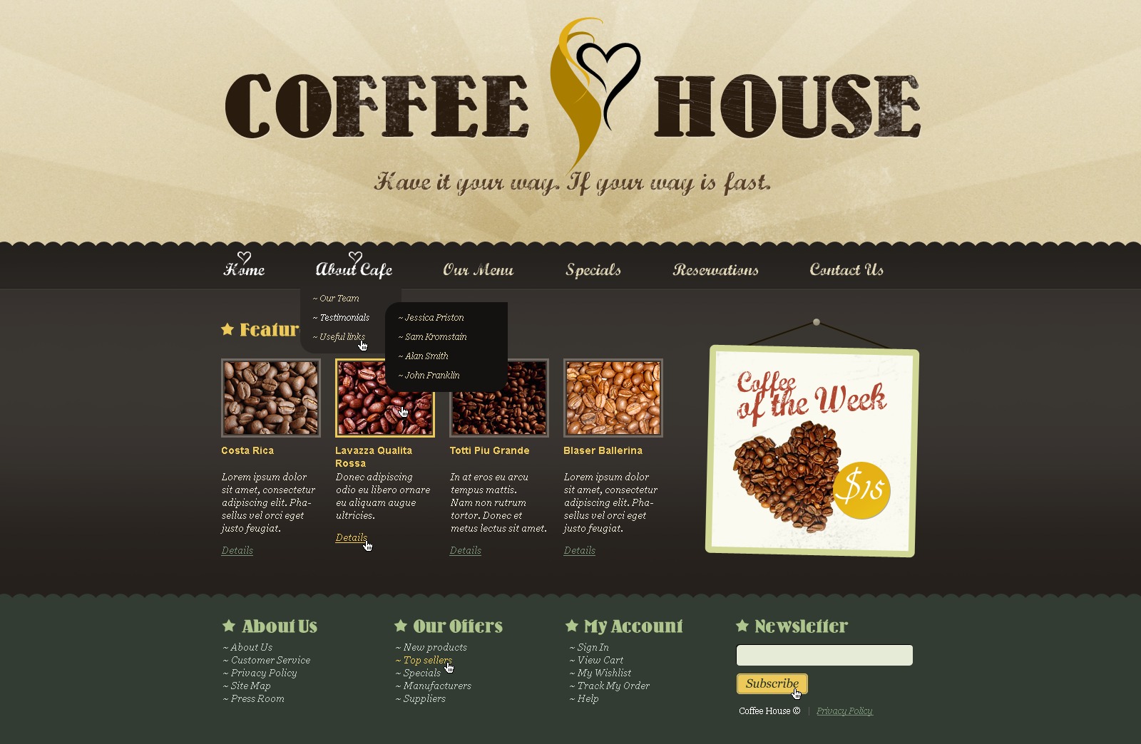 Coffee Shop Website Template 37865