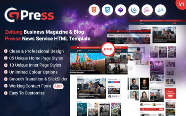 GPress - News Business Magazine Blog Press Zeitung HTML Website ...