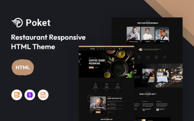 Poket – Restaurant Responsive Website Template #296039