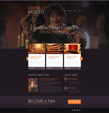 Elegant Opera Singer Website Template #47441