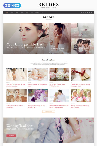Brides - Wedding Magazine Multipurpose HTML Website Template #67911