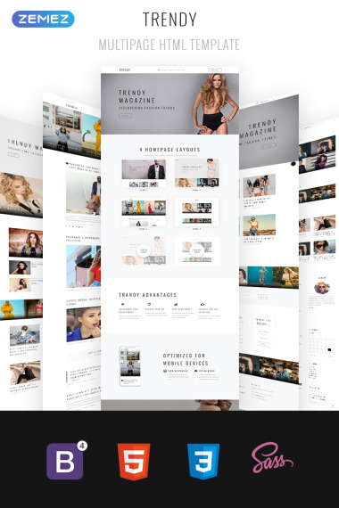 Trendy - Fashion Magazine Multipage HTML5 Website Template #68839