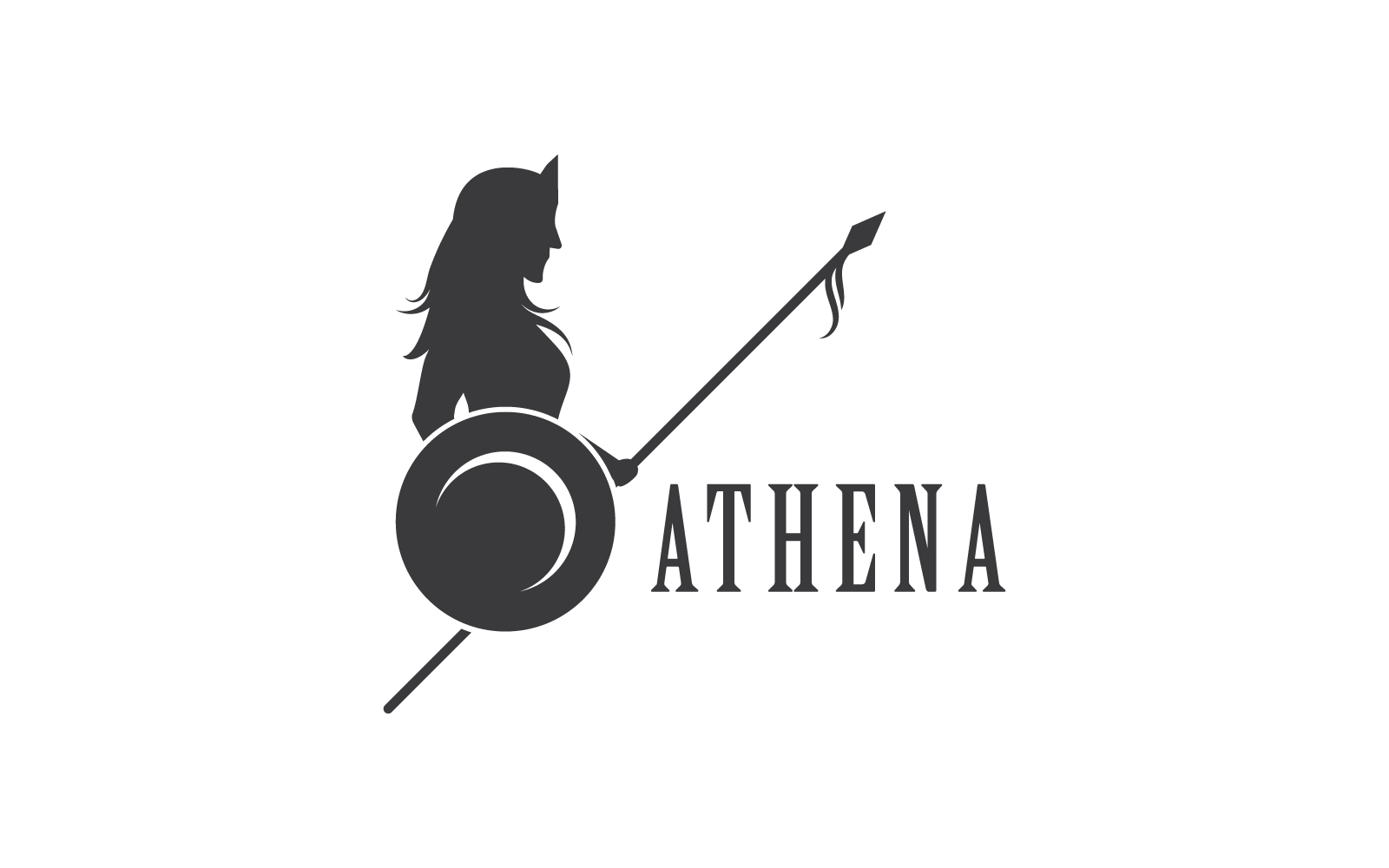 Silueta de la plantilla de icono vectorial del logotipo de Atenea