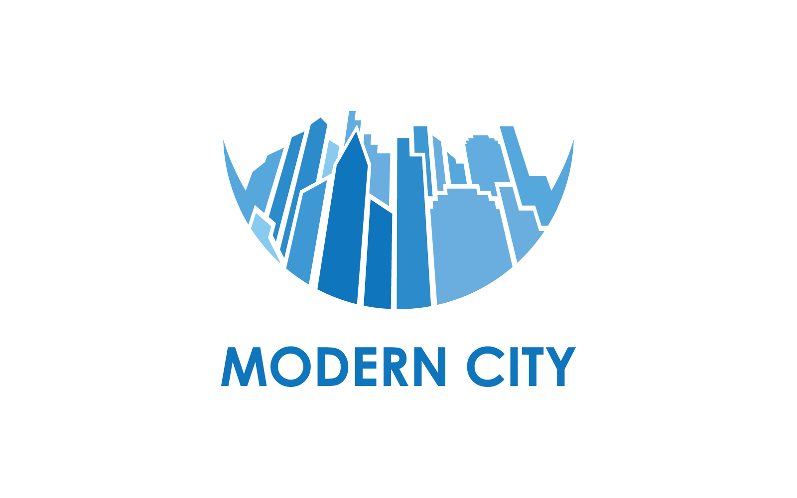 Modello di logo dell'illustrazione dello skyline della città moderna