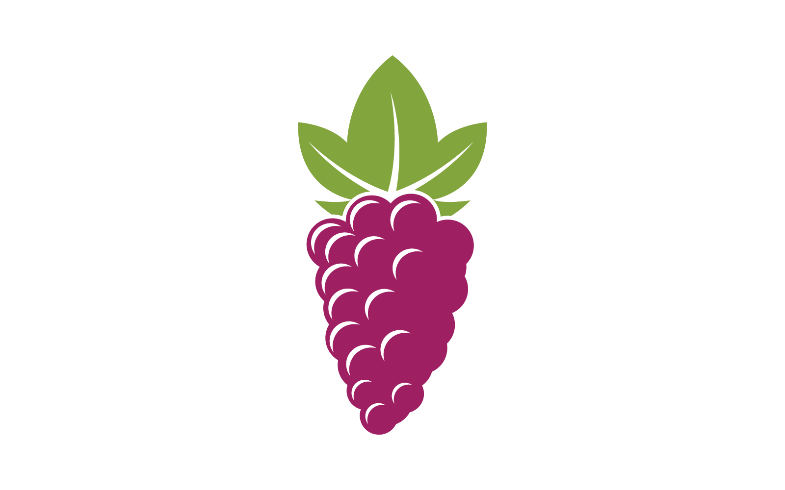 Raisin avec modèle vectoriel de logo de feuille