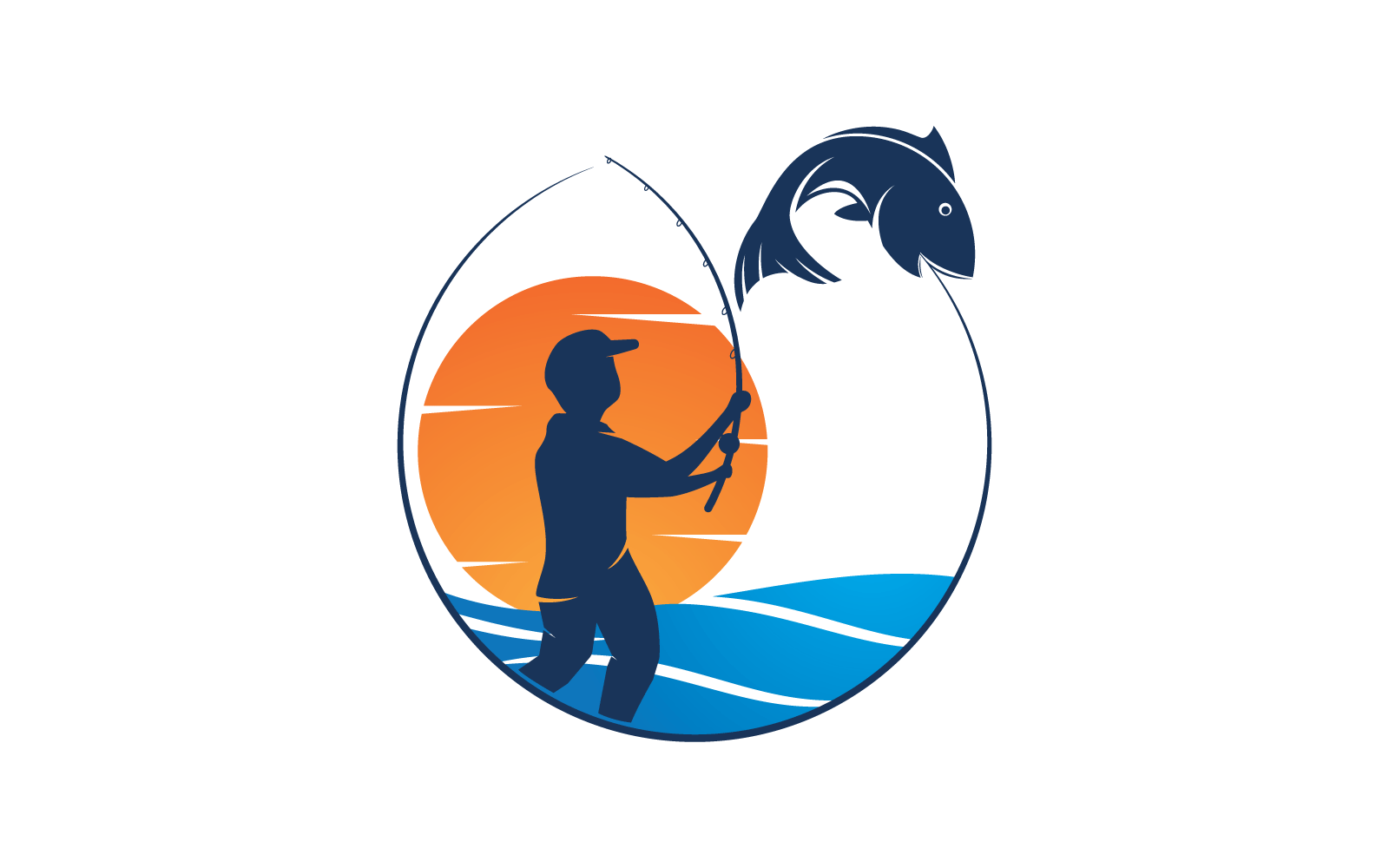 Modèle de conception vectorielle de logo de pêche