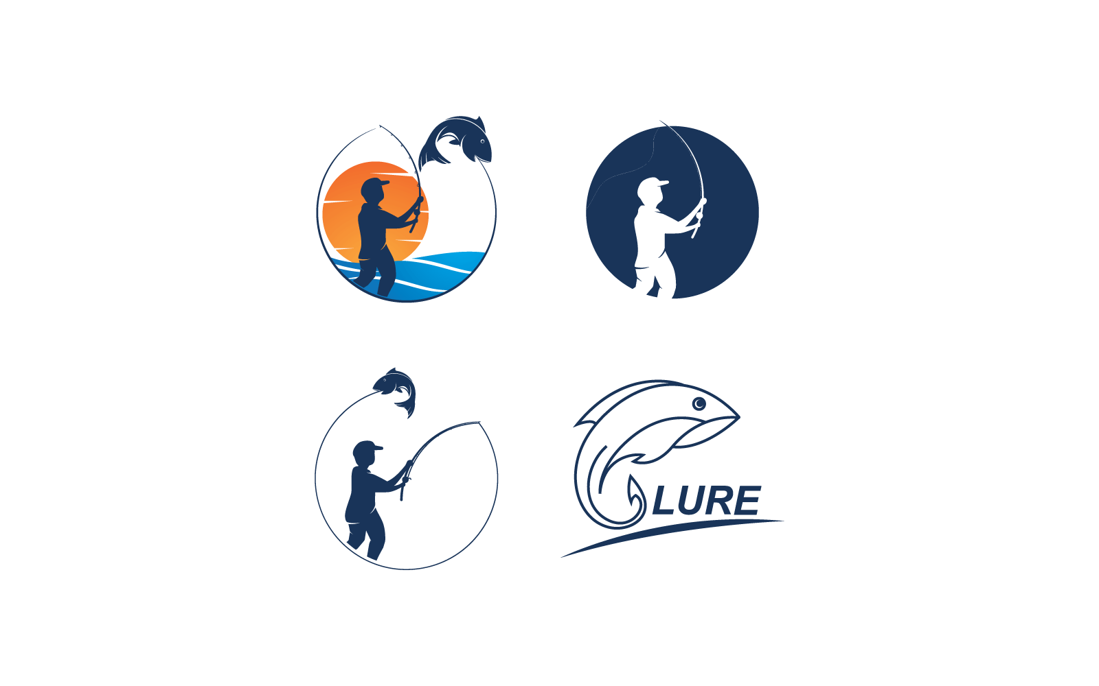 Modèle de conception d'illustration vectorielle de logo de pêche