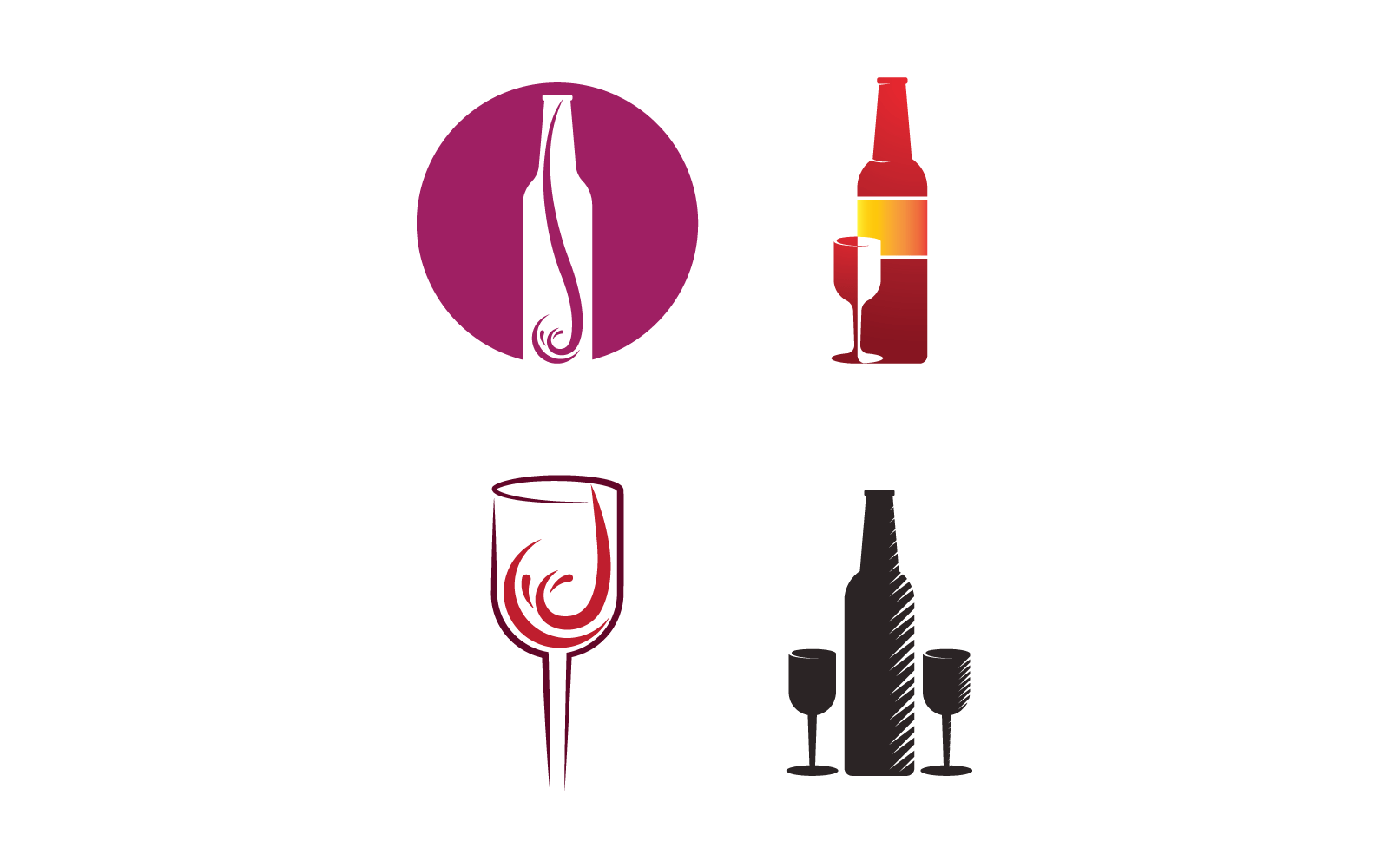 Wino Logo ilustracja Płaska konstrukcja - TemplateMonster