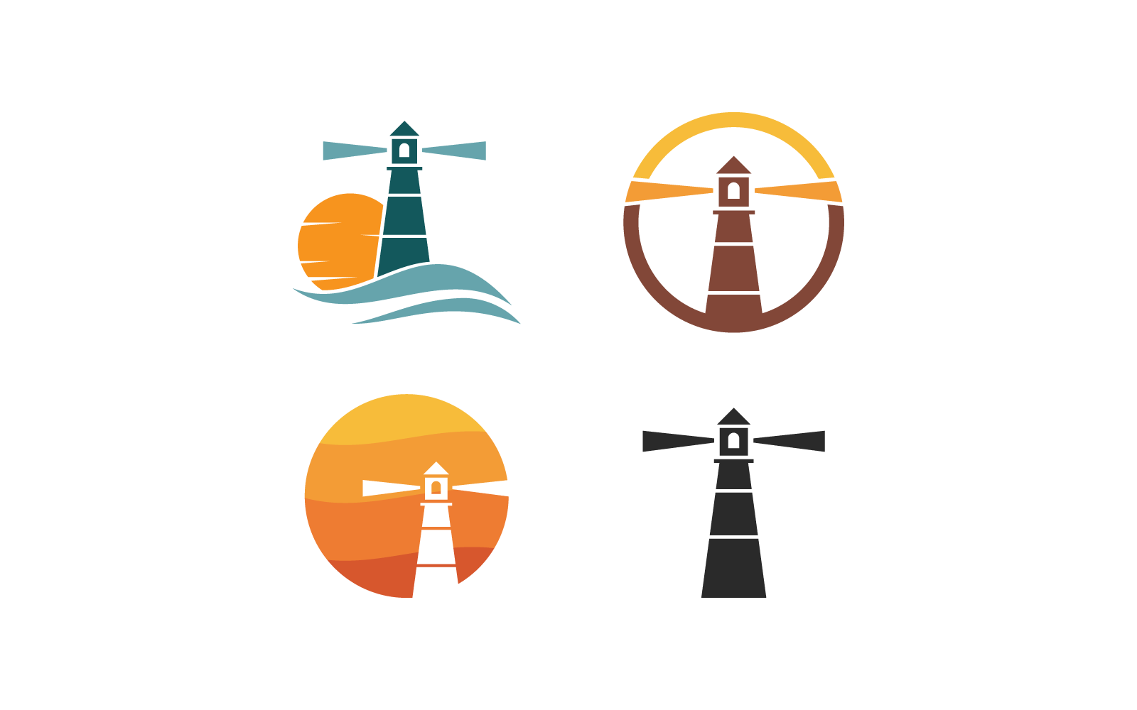 Light House Logo design plat illustration vecteur