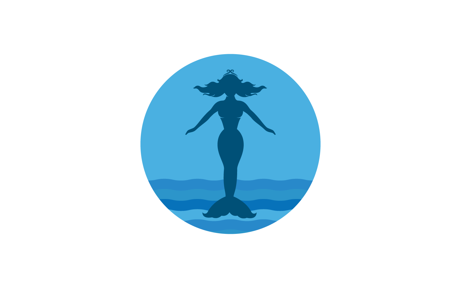 Modèle de logo d'illustration de sirène, design plat vectoriel