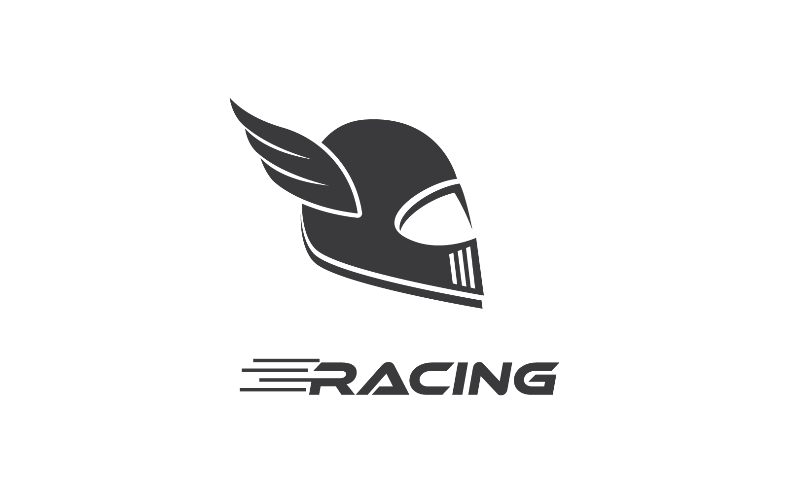 Diseño plano del vector del logo del casco de motocicleta