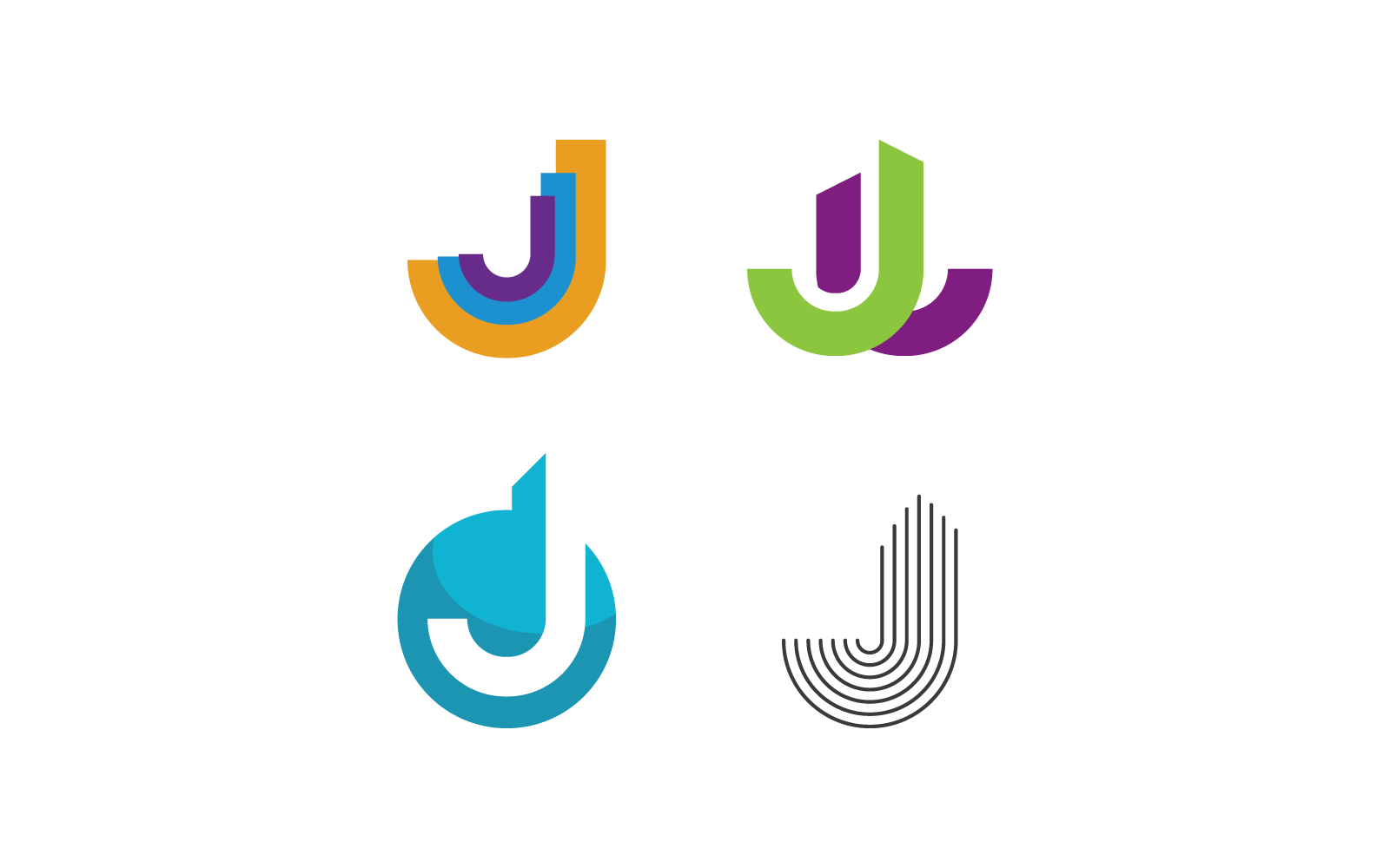 Ilustración de diseño plano vectorial del logotipo de la letra J inicial