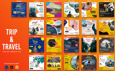 Tour Travel Social Media Post Design Bundle - TemplateMonster