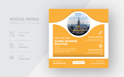 Global Business Solutions Branding Weißer Hintergrund Social Media Post Vorlage