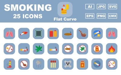 25 Premium Smoking Line Gradient Curve Icon Pack
